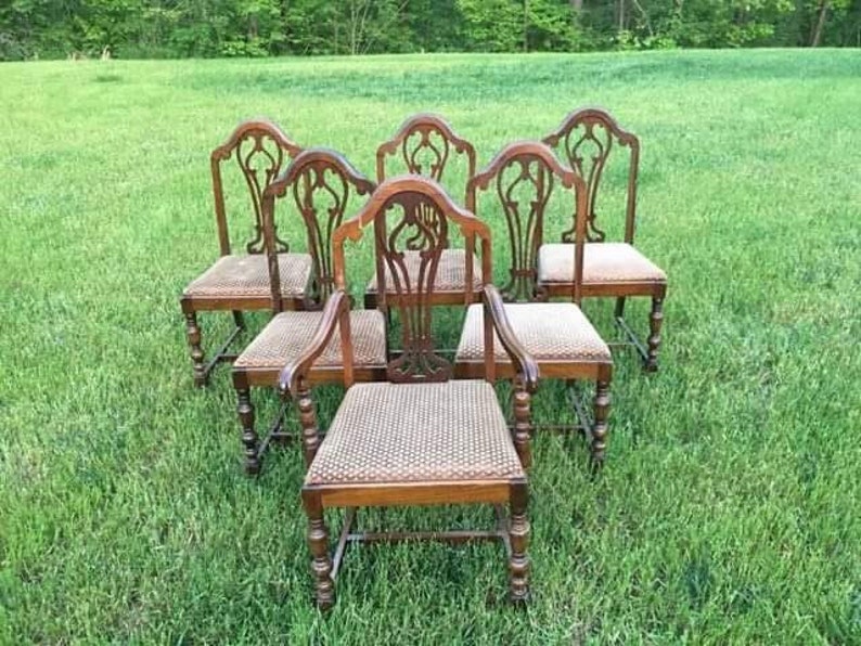 Stunning 1920's Jacobean Dining Set With 6 Chairs - Etsy