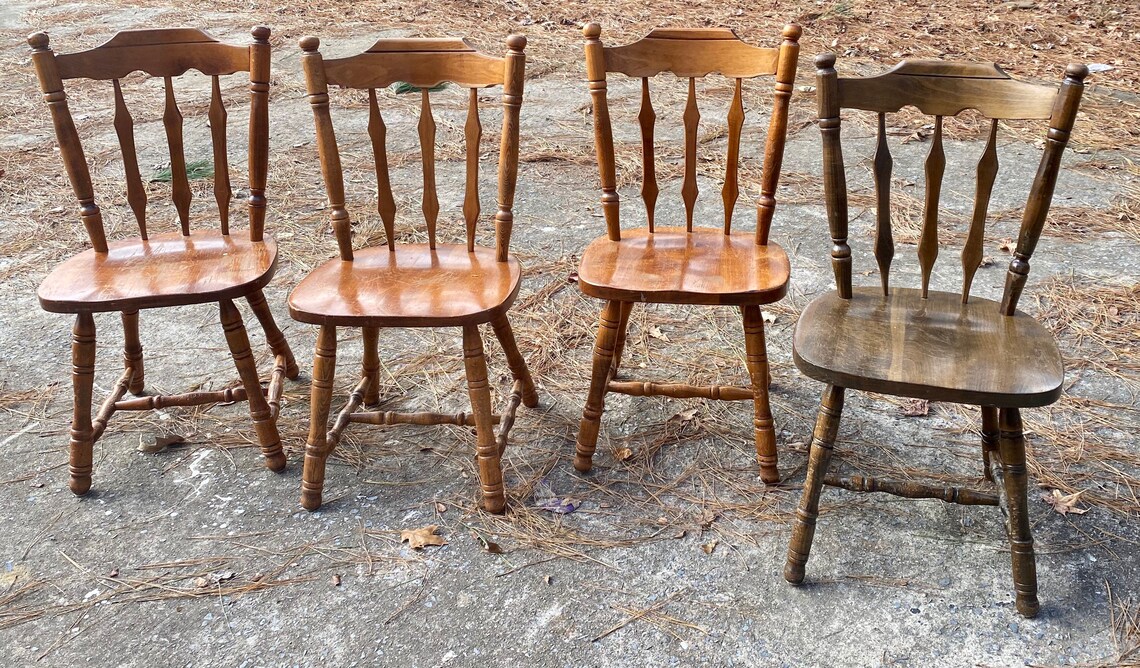 Set of 4 All Wood Chairs ready for custom painting | Etsy