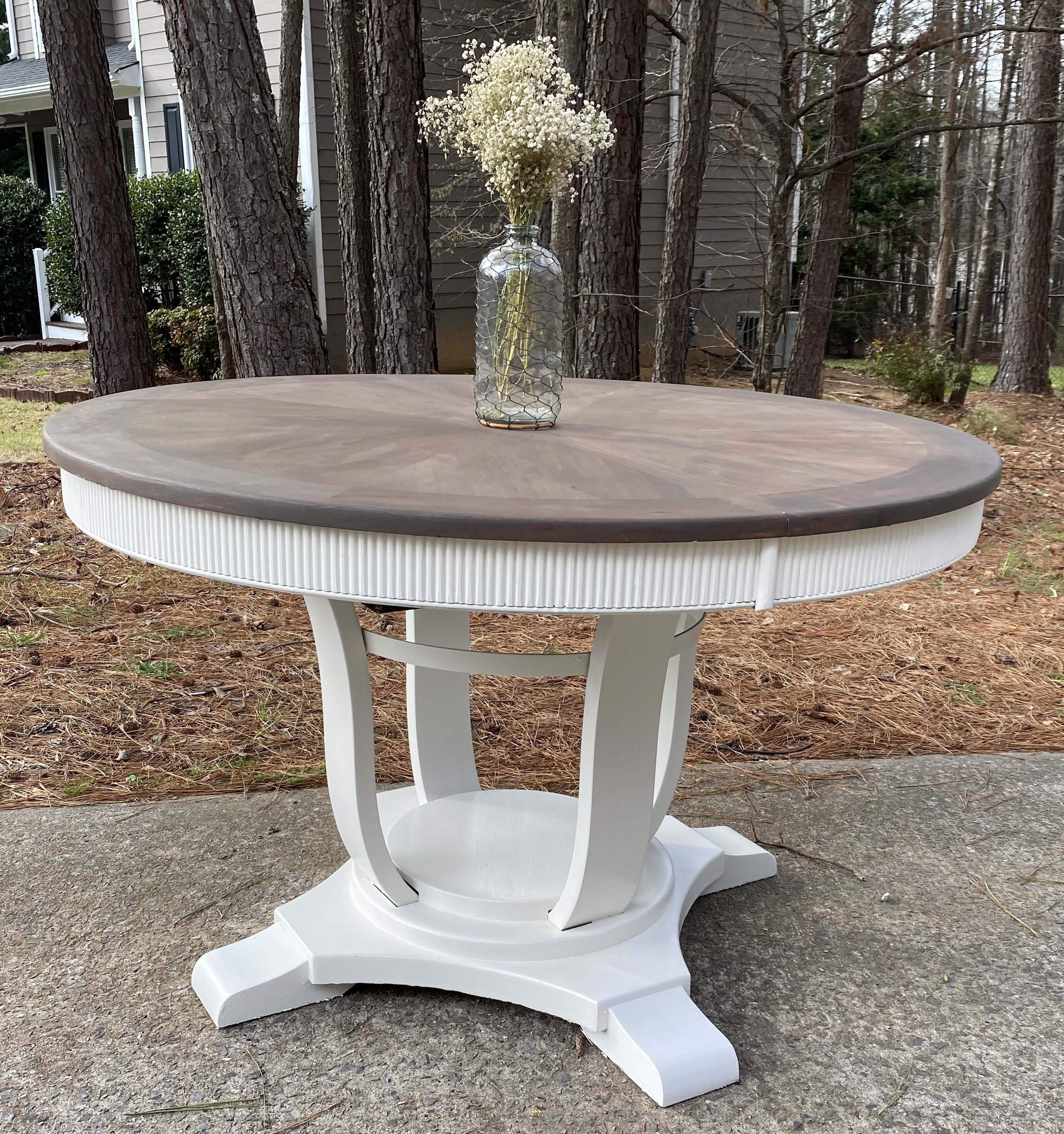 Round Dining Table Wood Table Country Cottage Upcycled - Etsy UK