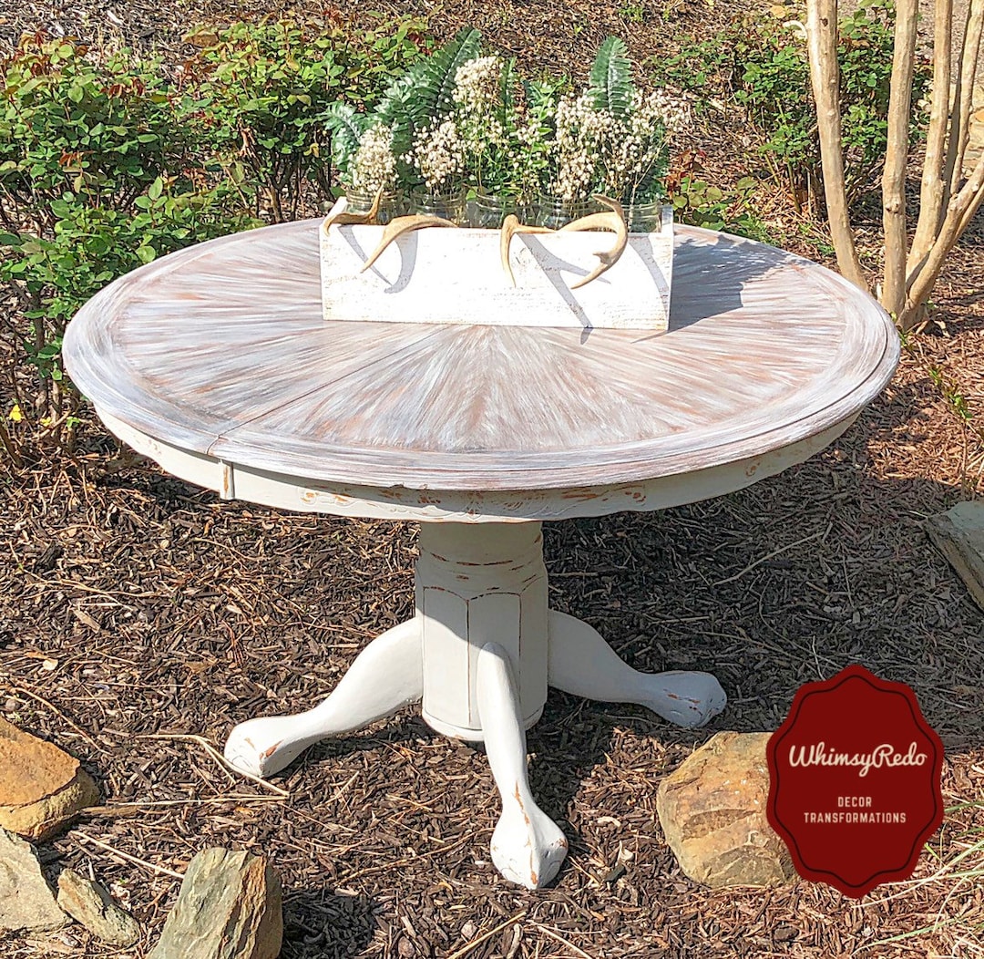 Solid Wood, Claw Foot, Round Pedestal Table, Vintage Round Dining Table ...