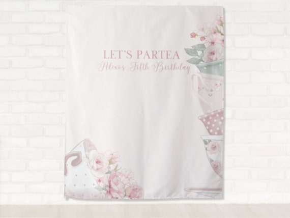 Tea Cup Let's Partea Custom Tea Party Birthday Backdrop - Etsy