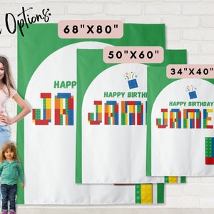 Building Brick Custom Birthday Backdrop | Personalized Lego-inspired ...