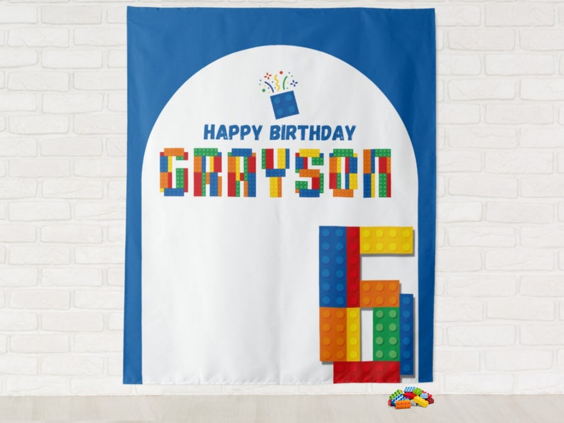 Building Brick Custom Birthday Backdrop Personalized - Etsy