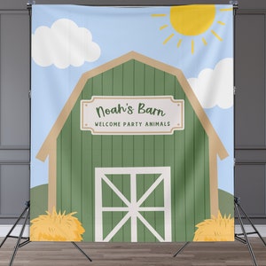 Custom Farm Party Banner, Birthday Party Barn Backdrop, Boy Birthday ...