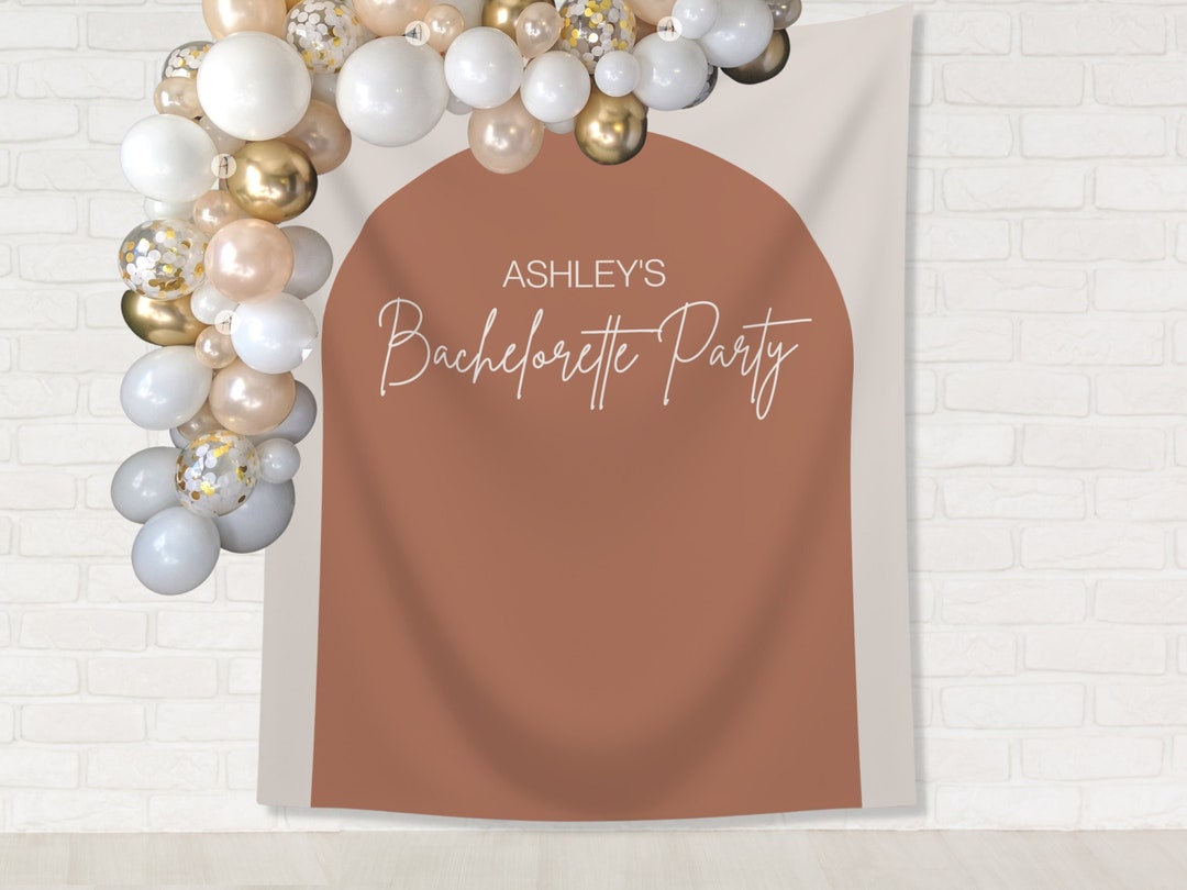 Arch Personalized Party Backdrop | Customizable Banner for Retro Boho ...