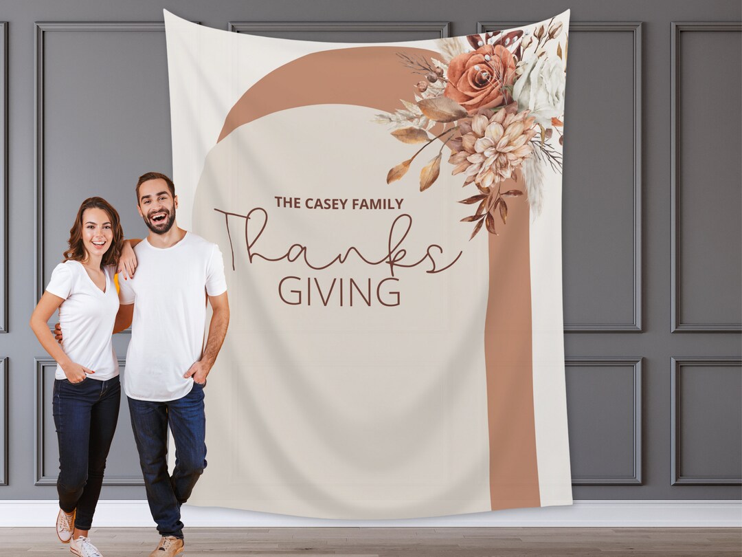 Thanksgiving Boho Arch Fall Floral Custom Banner | Custom Friendsgiving ...