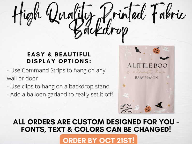 A Little Boo is Almost Due Halloween Baby Shower Backdrop - Etsy