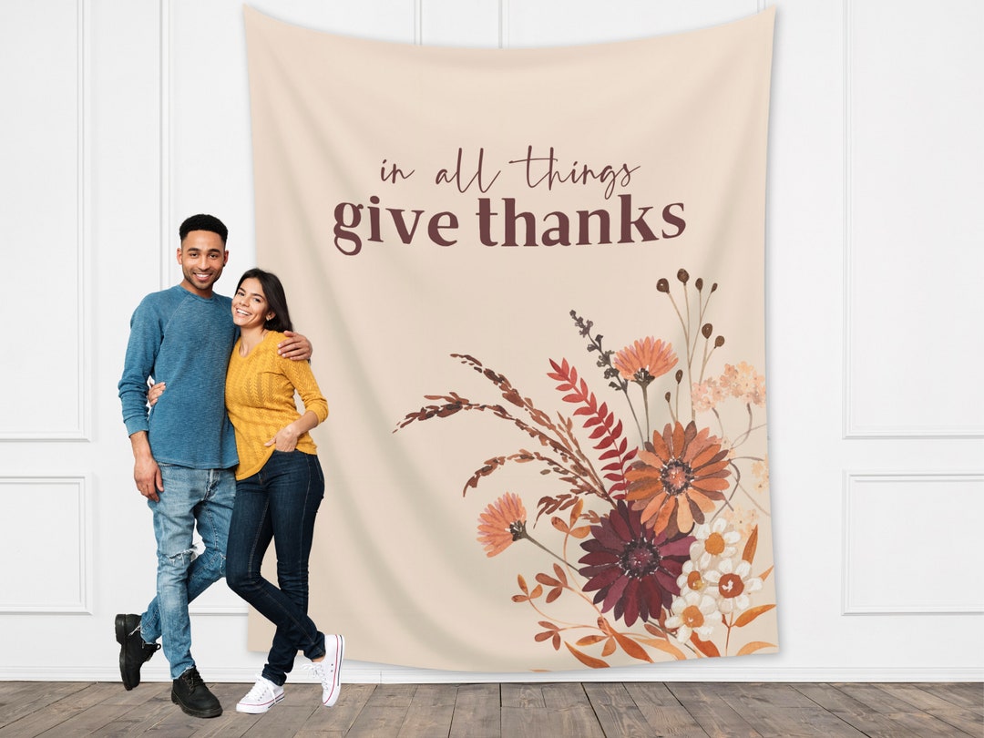 In All Things Give Thanks Boho Fall Wildflower Custom Banner | Custom ...