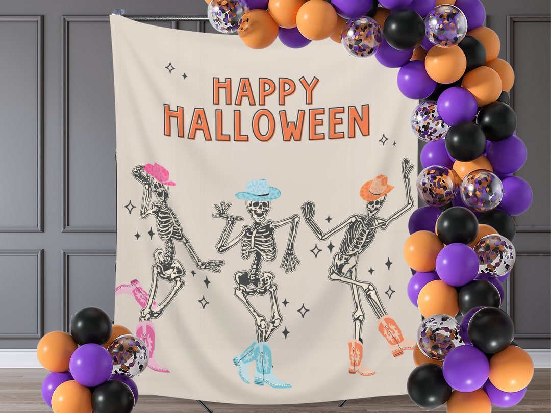 Let's Go Ghouls Skeleton Banner | Boo Haw Cowboy Customizable Text ...