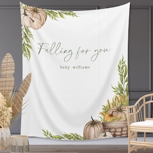 Falling for You Pumpkin & Greenery Custom Banner | Customizable Autumn ...