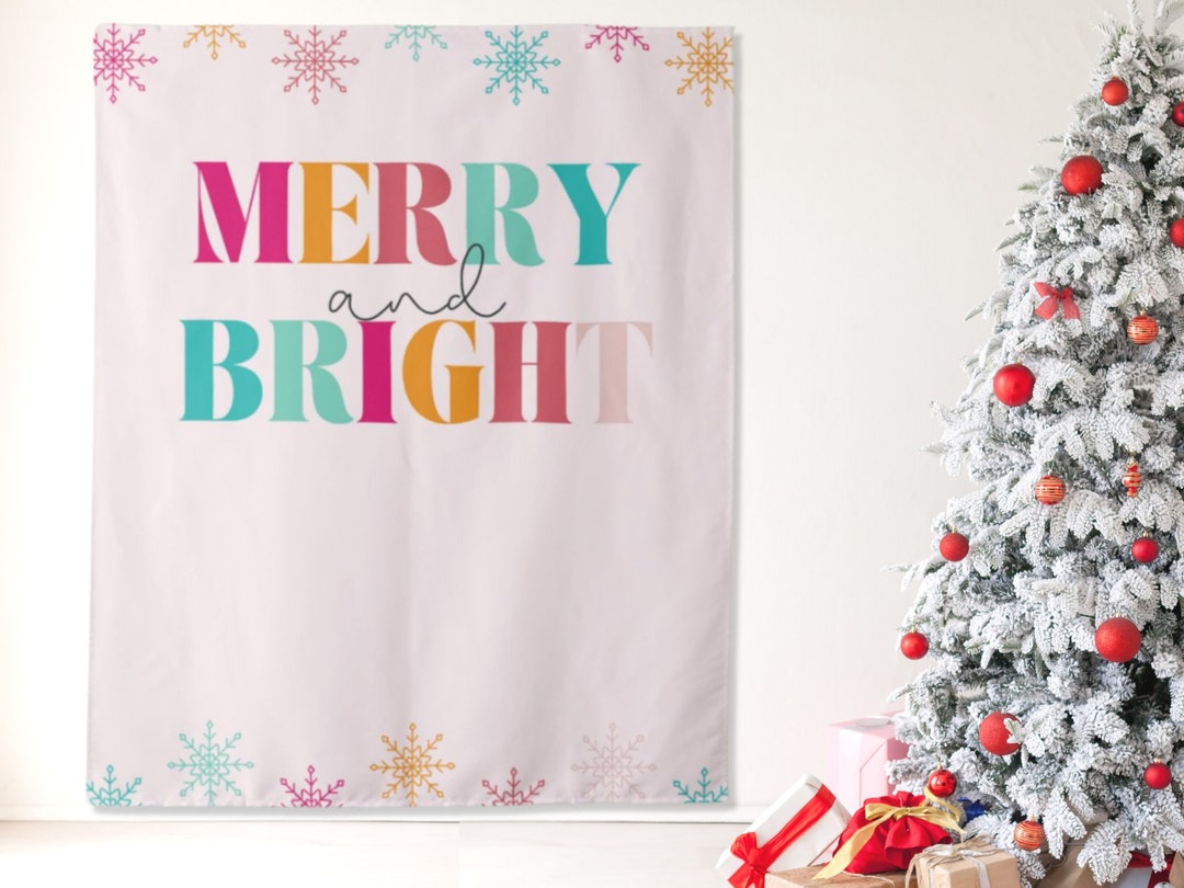 Merry and Bright Custom Holiday Party Backdrop | Christmas Party Décor ...
