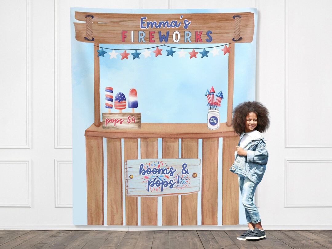 Firework Stand Custom Text 4th of July Backdrop | Kid's 4th of July ...