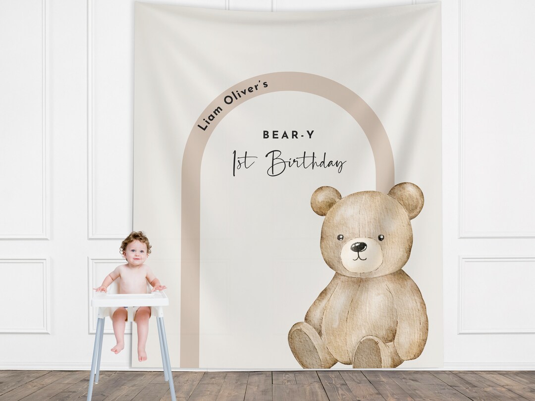Beary First Birthday Party Customizable Banner | Bear-y 1st Birthday ...