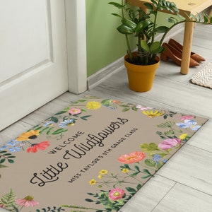 Welcome Little Wildflowers Classroom Door Mat | Completely Customizable ...