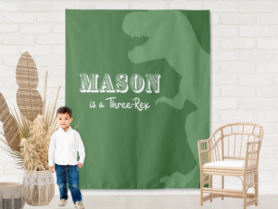 Dinosaur Party Personalized Birthday Party Backdrop | Three-rex ...