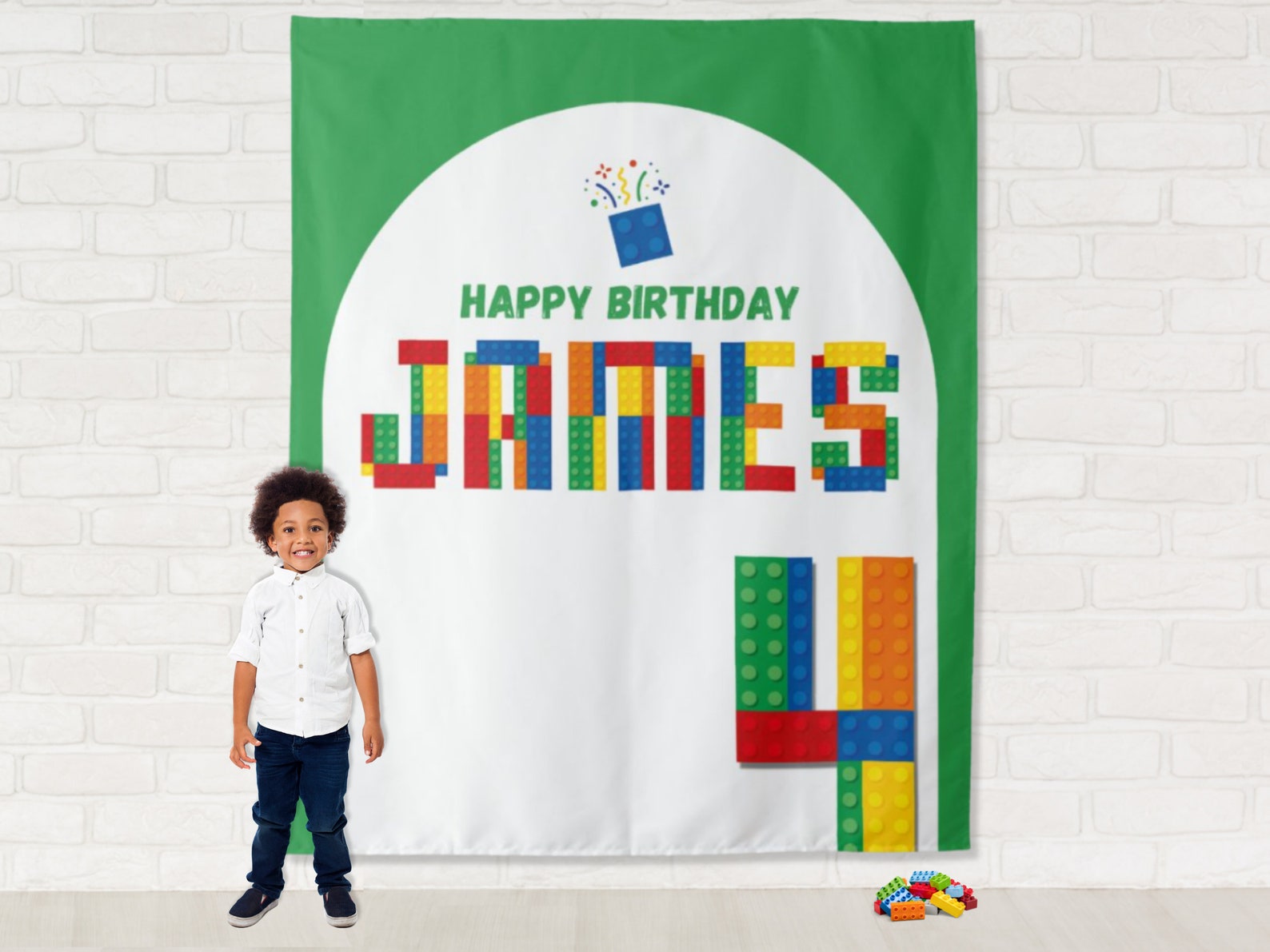 Building Brick Custom Birthday Backdrop Personalized - Etsy