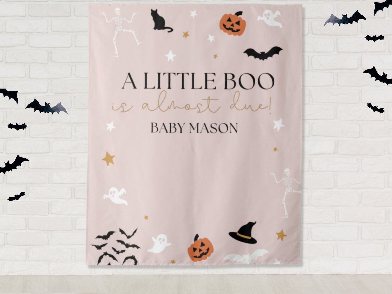 A Little Boo is Almost Due Halloween Baby Shower Backdrop - Etsy