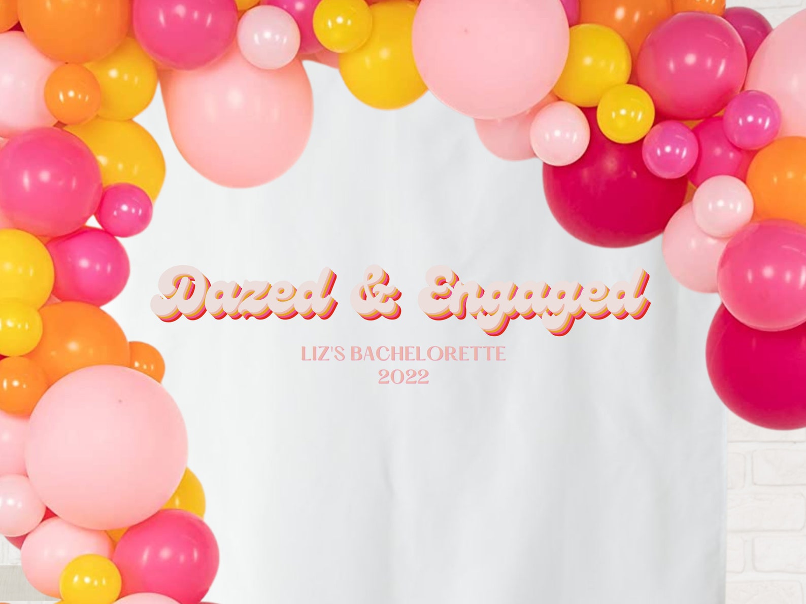 Dazed & Engaged Retro Bachelorette Party Personalized Backdrop - Etsy