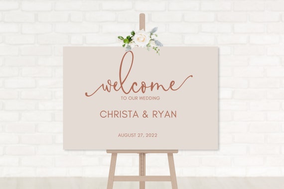 Simple Terracotta Rust Wedding Welcome Board Sign | Welcome to Our ...