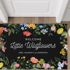 Welcome Little Wildflowers Classroom Door Mat Completely Customizable ...