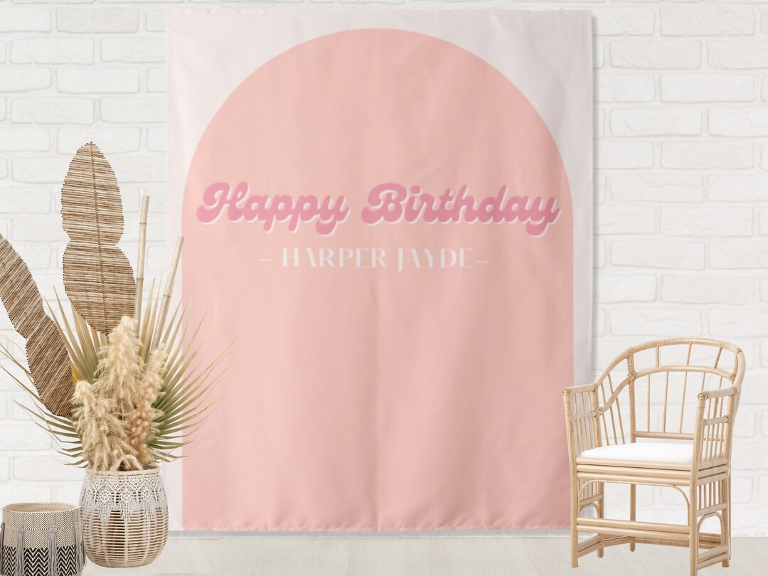 Retro Arch Custom Text Shower or Party Backdrop | Personalized Smiley ...