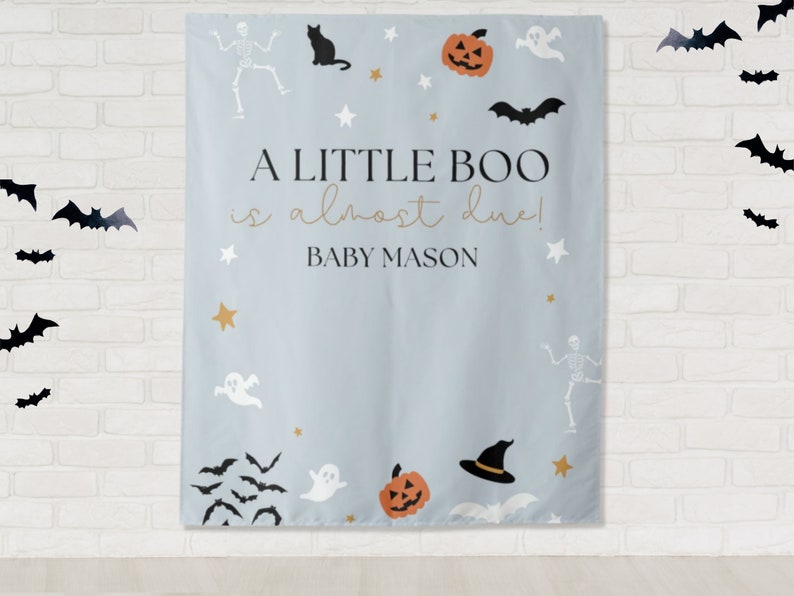 A Little Boo is Almost Due Halloween Baby Shower Backdrop - Etsy