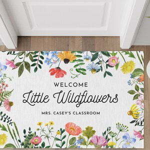 Welcome Little Wildflowers Classroom Door Mat | Completely Customizable ...