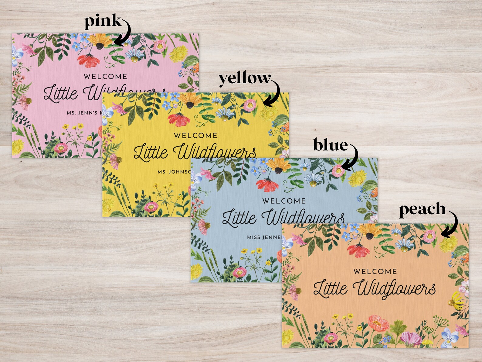 Welcome Little Wildflowers Classroom Door Mat | Completely Customizable ...