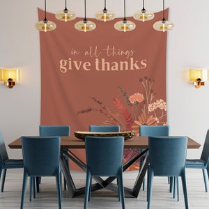 In All Things Give Thanks Boho Fall Wildflower Custom Banner | Custom ...
