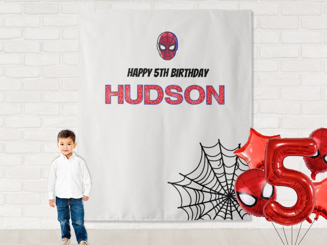 Custom Spiderman Birthday Backdrop | Personalized Superhero Photo Booth ...