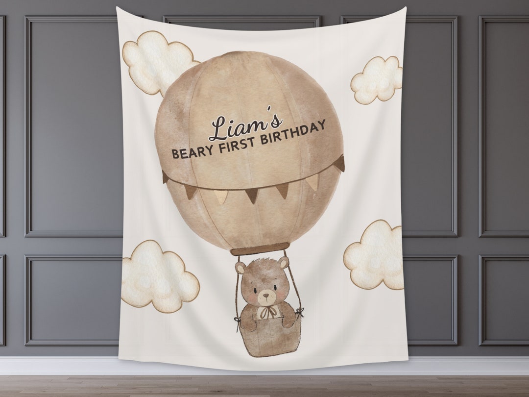 Beary First Birthday Custom Banner | Teddy Bear Personalized Birthday ...