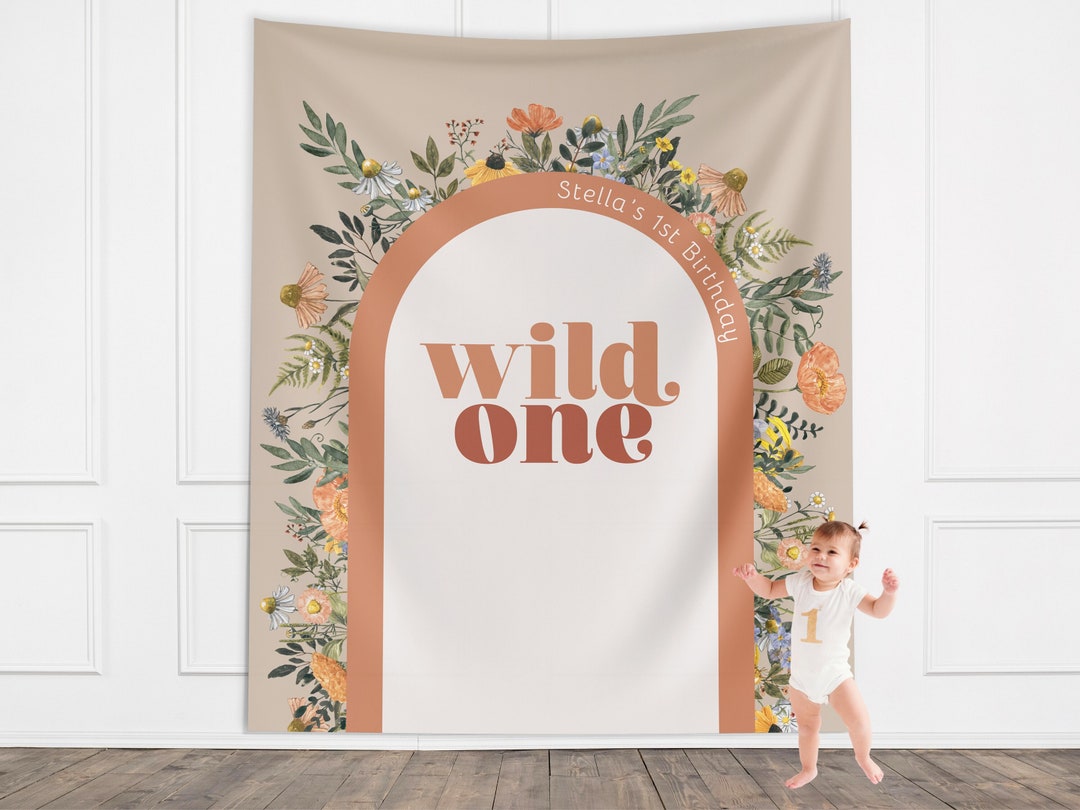 Wild One Custom Text Backdrop, She's a Little Wildflower, Custom 1st ...