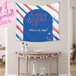 Oh My Stars and Stripes Custom Text Party Banner| 4th of July ...