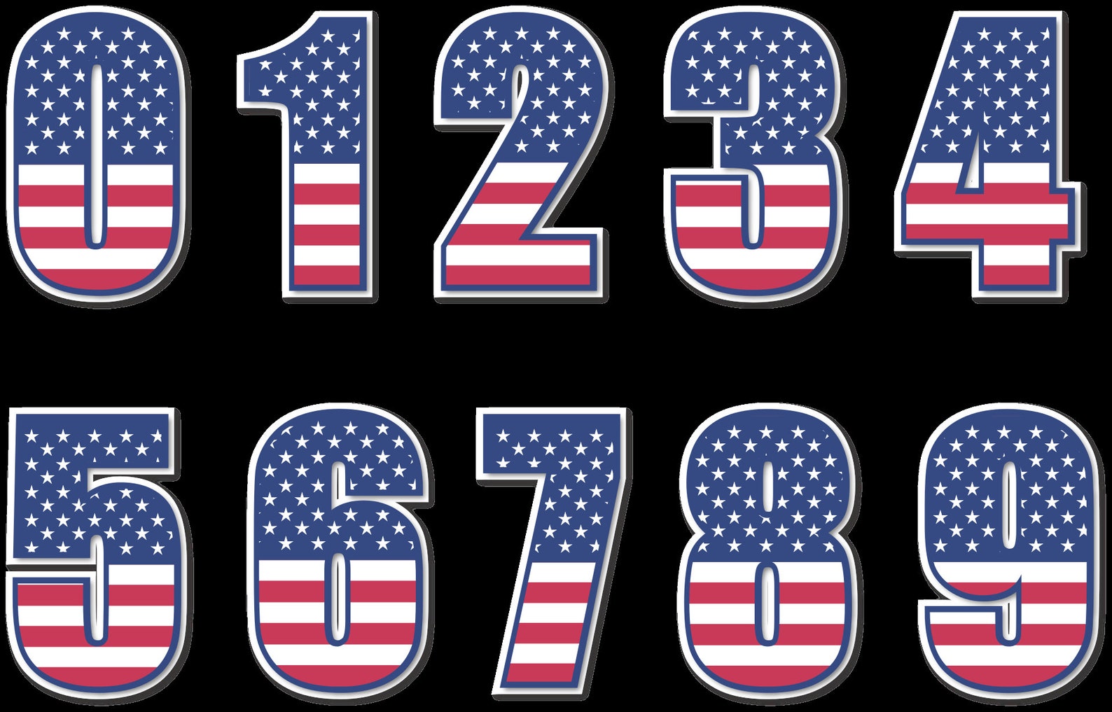 USA Flag Patriotic Letters and Numbers America Vector Lettering 4th of ...