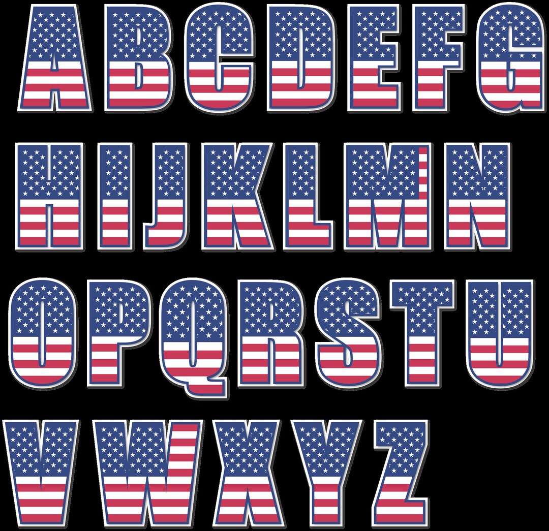 USA Flag Patriotic Letters and Numbers America Vector Lettering 4th of ...