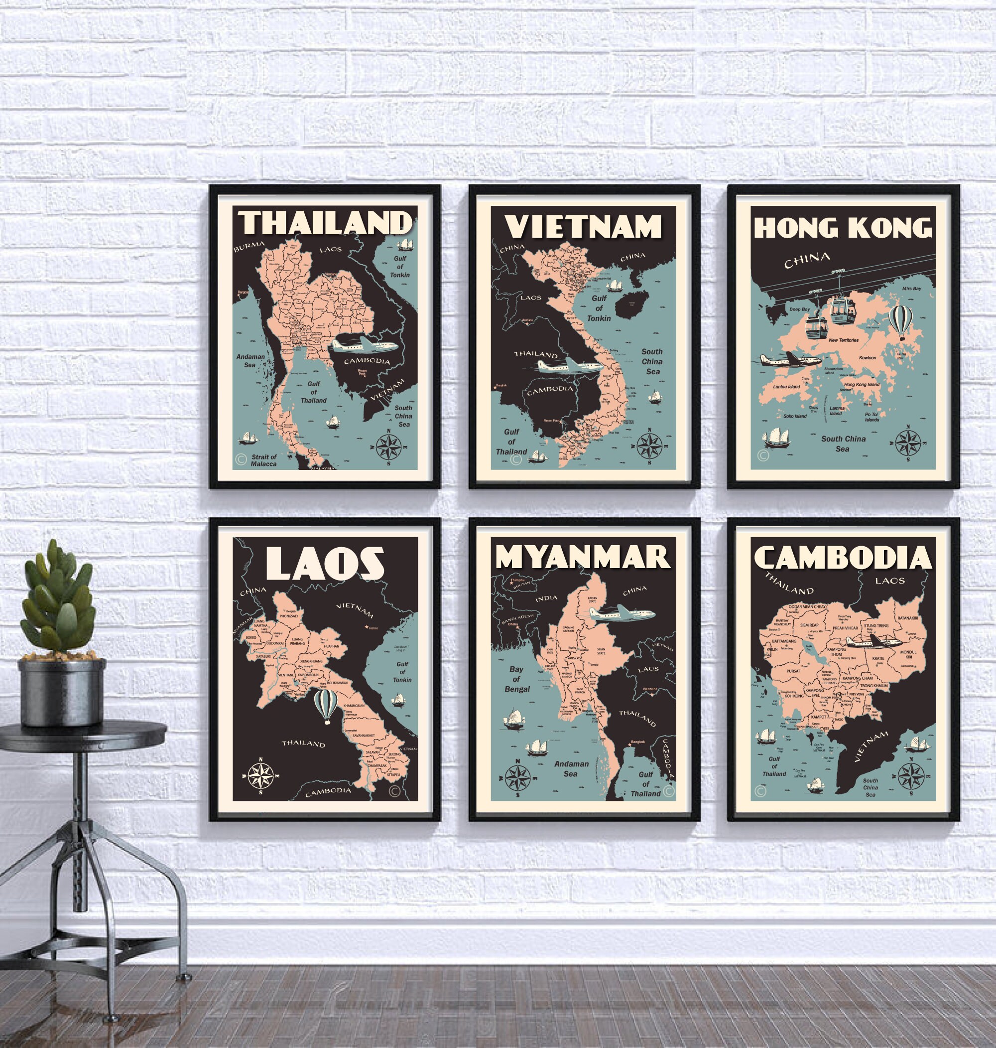 Thailand Art Print Thailand Map Wall Art Decor Travel | Etsy