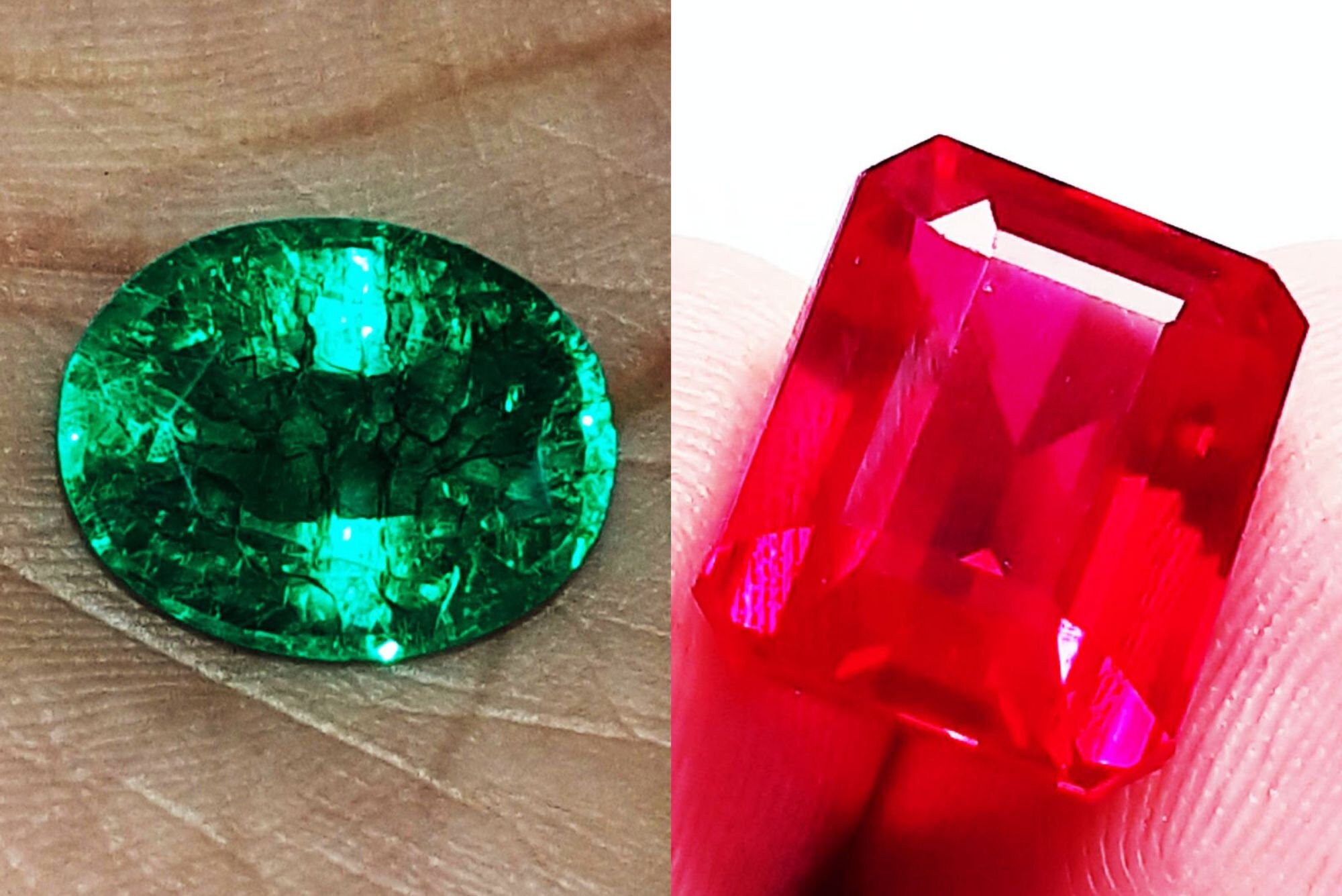 Natural Emeralds & Ruby 8 to 10 Cts Pair Loose Gemstone - Etsy UK
