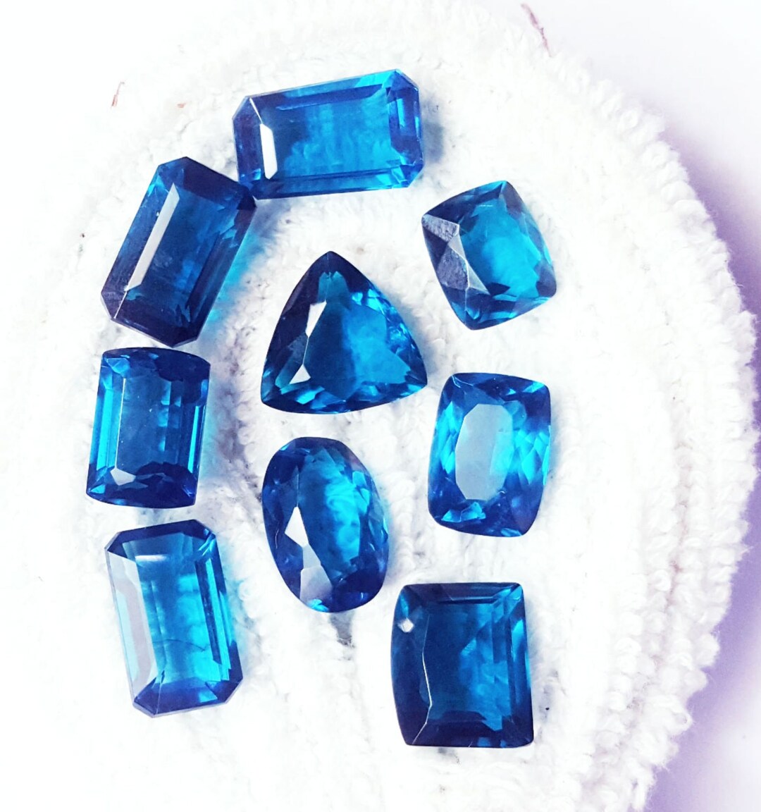 Lab-created Brazilian Blue Topaz 83.75 Cts / 9 Pcs Loose Gemstone With ...