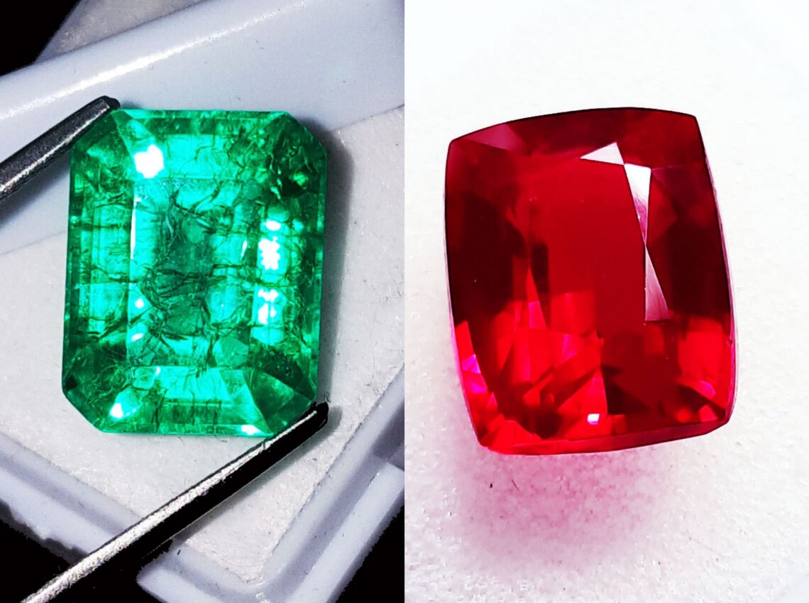 Wonderful Natural Emeralds & Ruby 8 to 10 Cts Pair Loose | Etsy