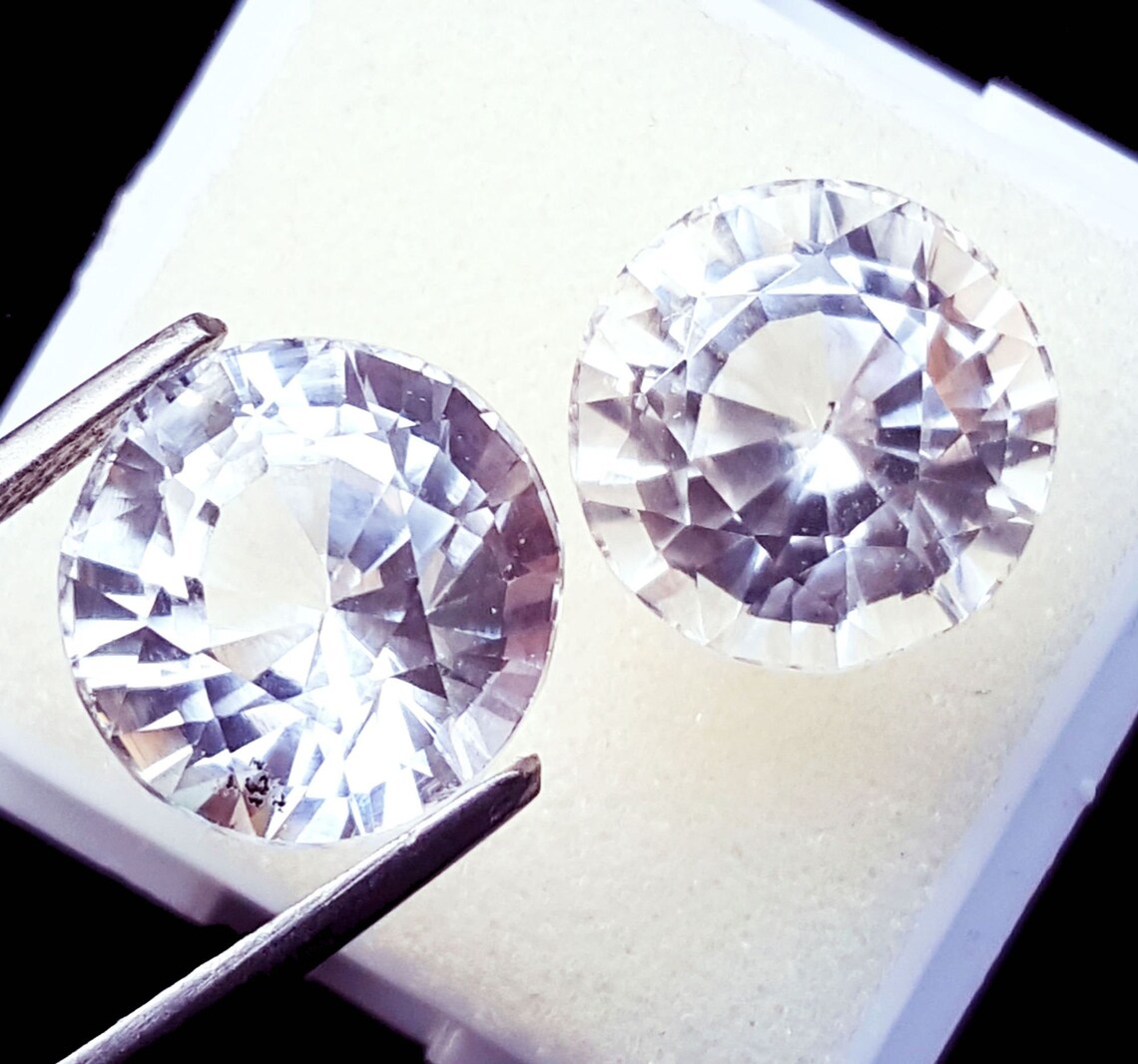 Natural White Sapphire Loose Gemstone 8 to 10 Ct Pair | Etsy