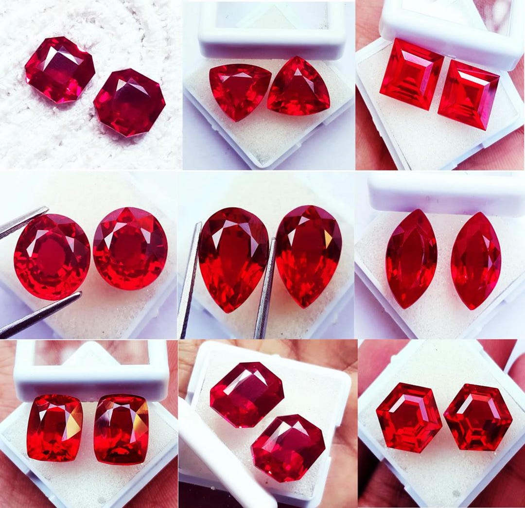 Natural Mozambique Blood Red Ruby Mixed Pair Between 8 to 10 Ct ...