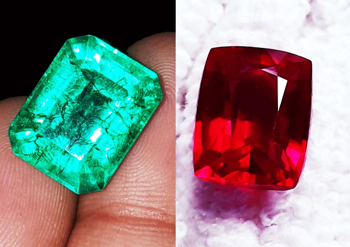 Wonderful Natural Emeralds & Ruby 8 to 10 Cts Pair Loose - Etsy