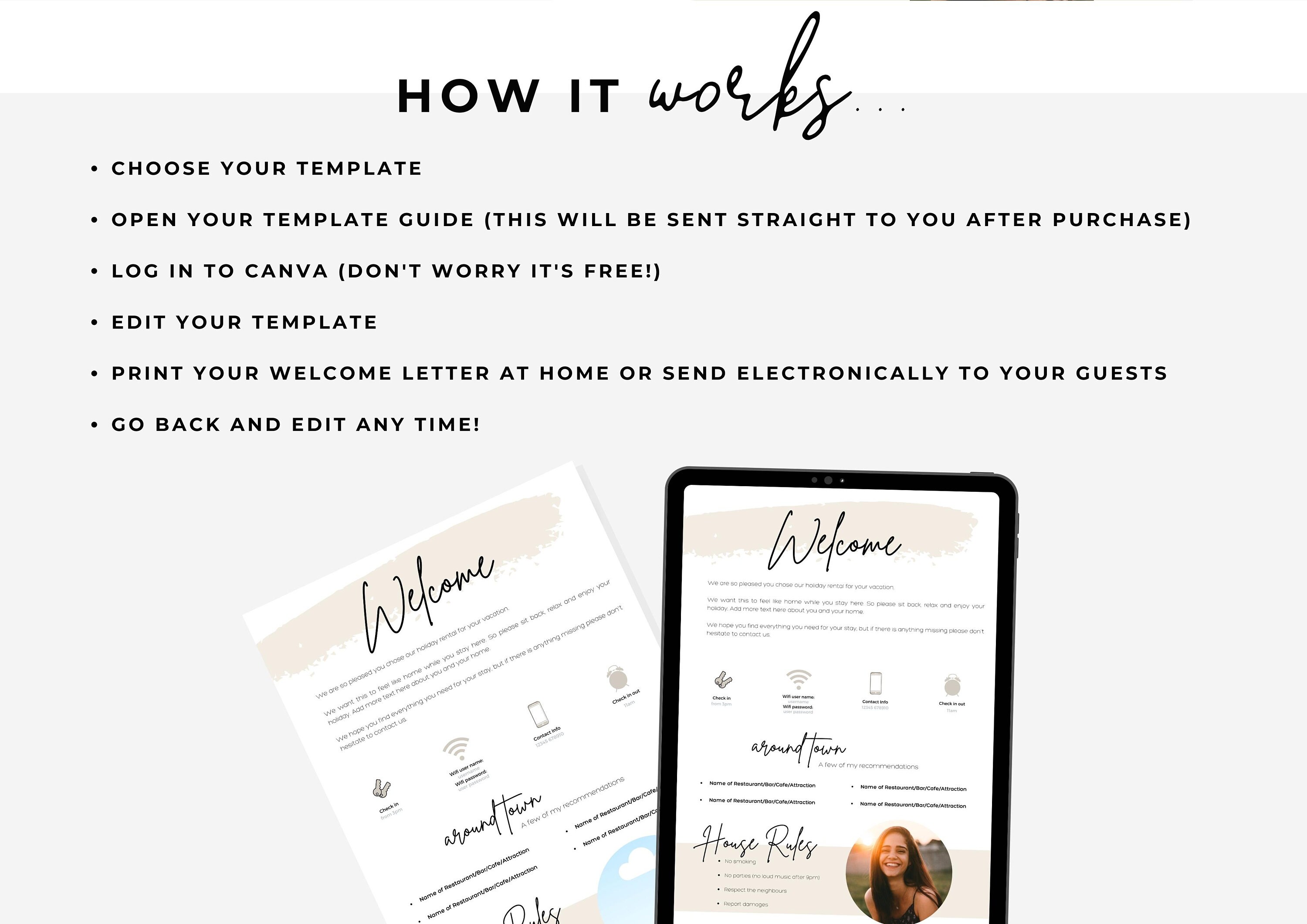 Airbnb Host Welcome Letter Template: Customisable Host Guide (canva) - Etsy