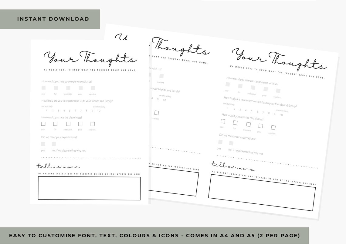 Feedback Form Guest Canva Template Airbnb Host VRBO - Etsy