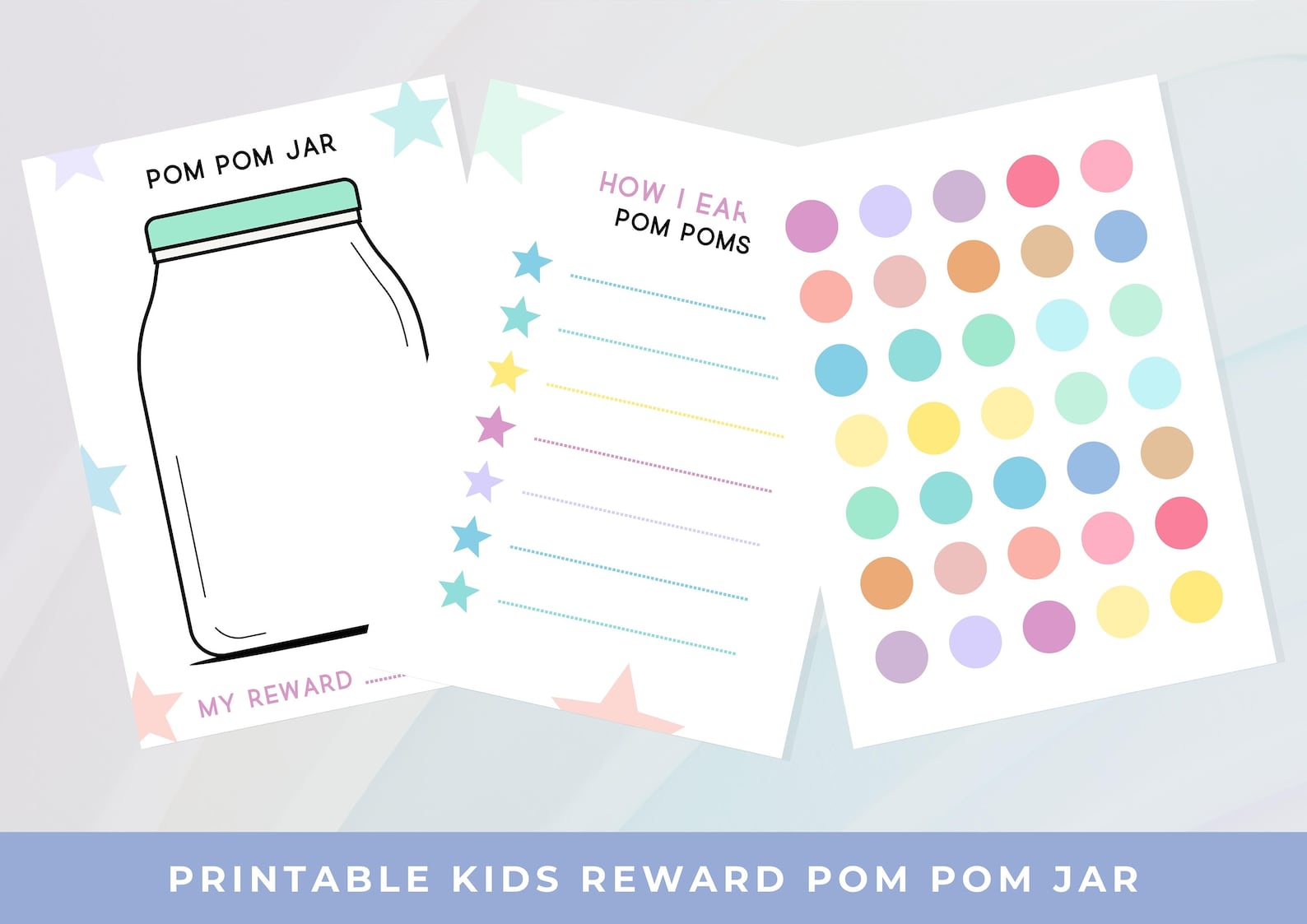 Kids Pastel Pom Pom Jar Reward Chart Printable (PDF) - Etsy