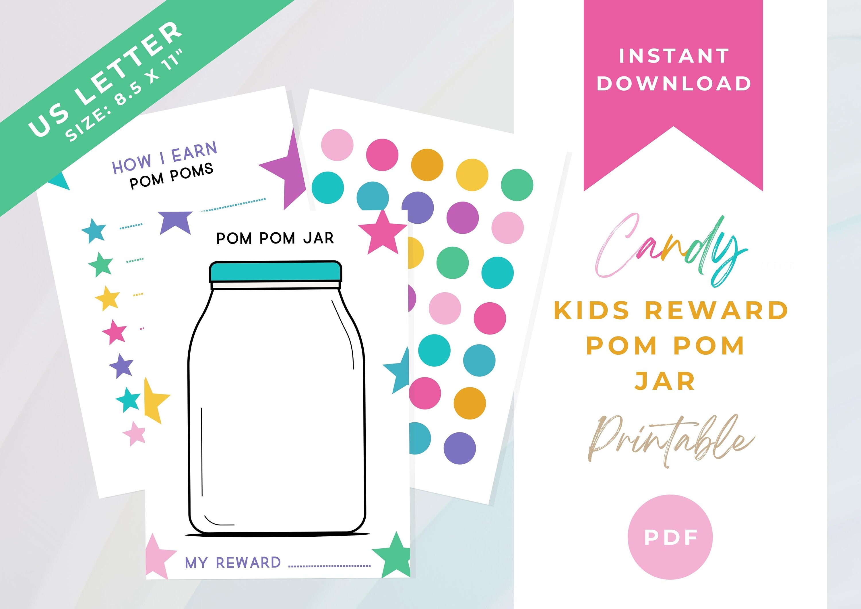 Kids Reward Pom Pom Jar Printable Cute Reward Printable | Etsy UK