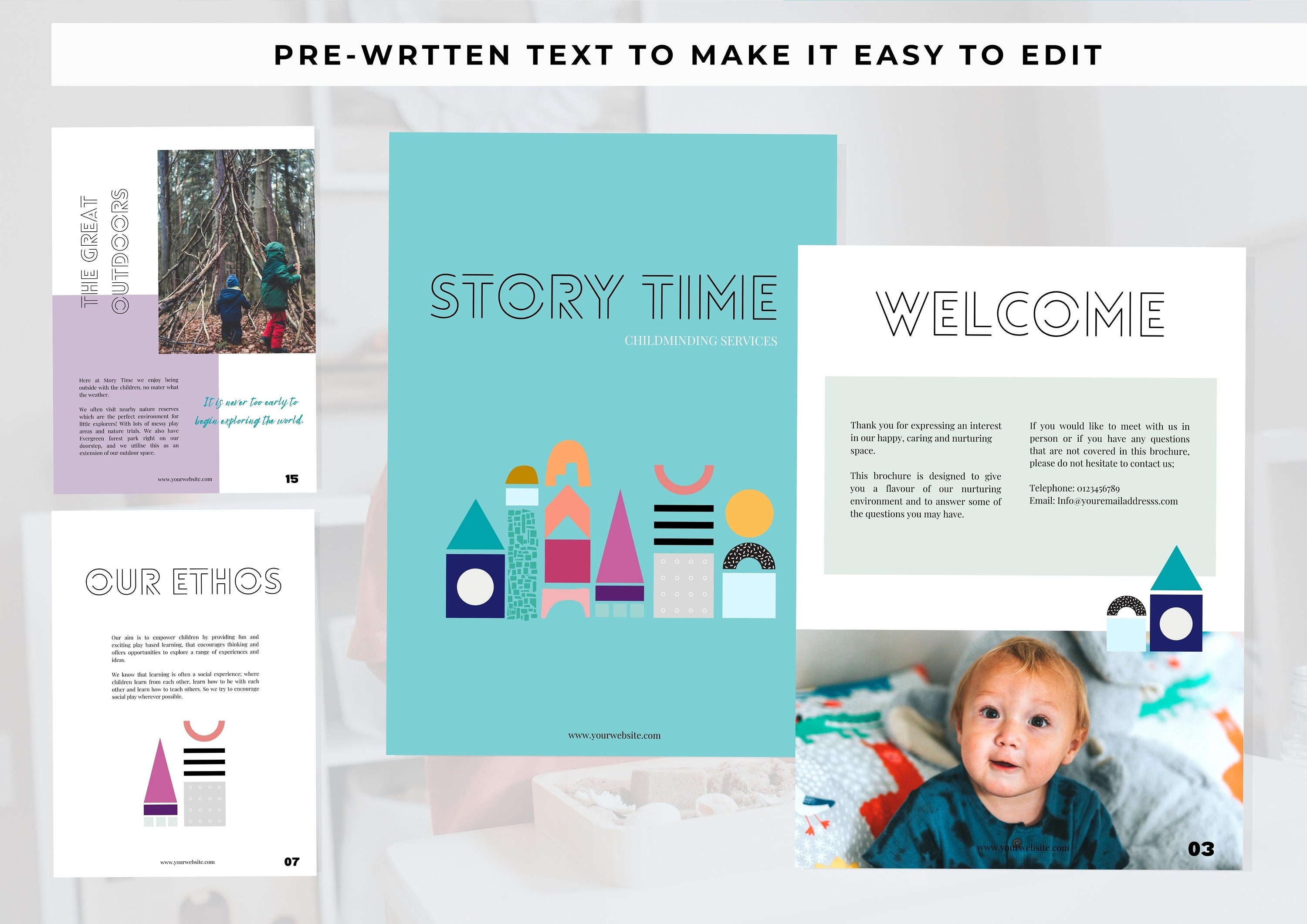 Nursery Prospectus Template | Daycare / Childminder Welcome Brochure ...