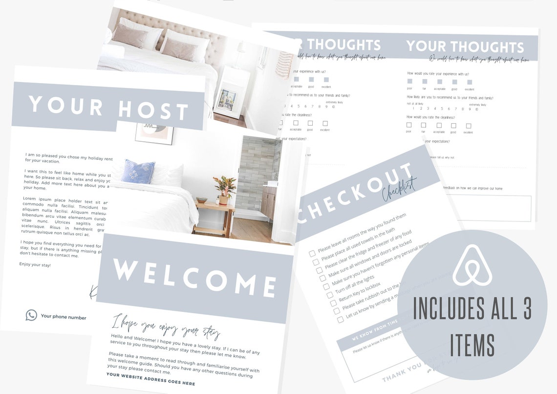 Host Bundle Welcome Book Checklist Feedback Form - Etsy UK
