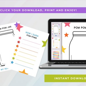 Rainbow Kids Reward Pom Pom Jar Printable (A4 Edition) (PDF) - Etsy