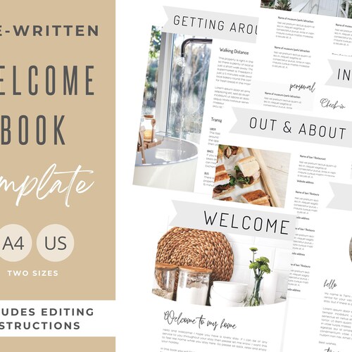 Airbnb Quick 2 Pages Welcome Guide Editable Canva Template - Etsy